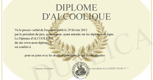 Diplome d ALCOOLIQUE
