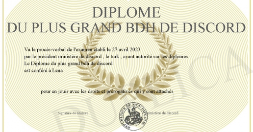 Diplome du plus grand bdh de discord