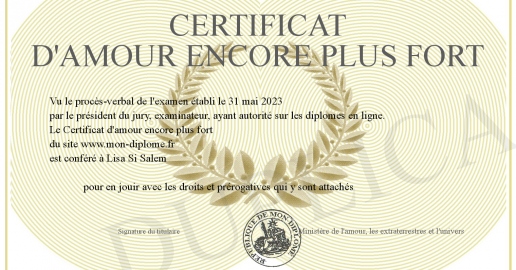 Certificat d amour encore plus fort