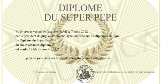 Diplome du Super Pepe