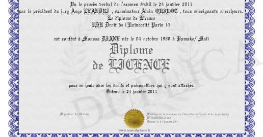 Diplome de LICENCE