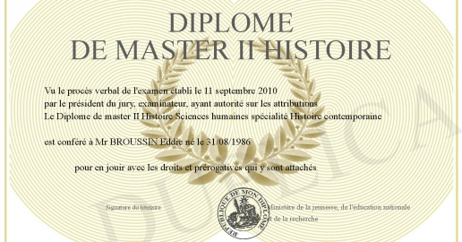 Diplome de master II Histoire