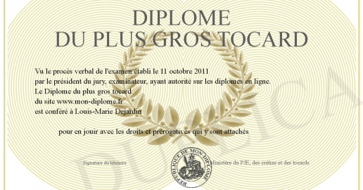 Diplome du plus gros tocard