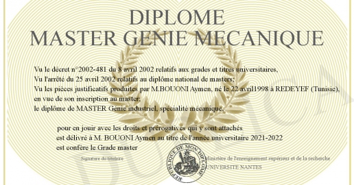 Diplome Master Genie Mecanique