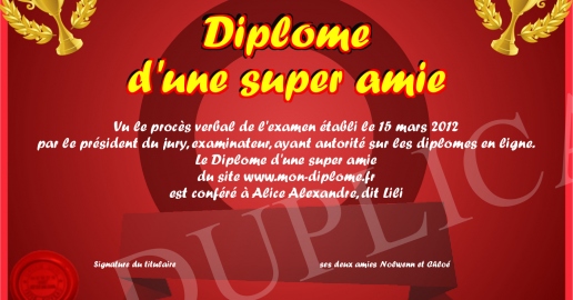 Diplome d une super amie