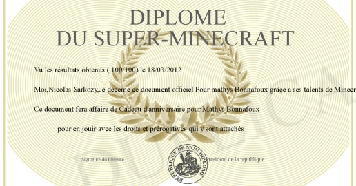 Diplome du Super-Minecraft