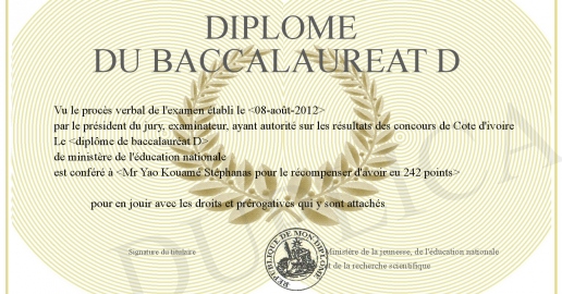 Diplome du baccalaureat D