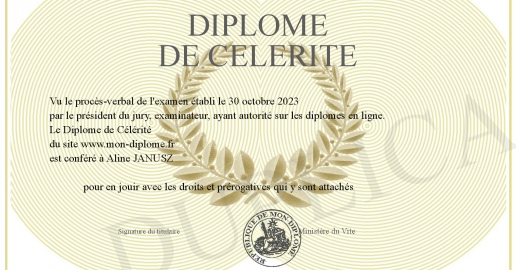 Diplome de Celerite