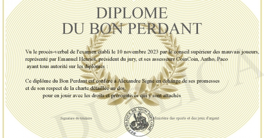 Diplome du bon perdant