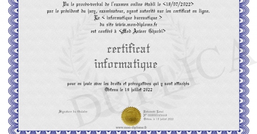 certificat informatique