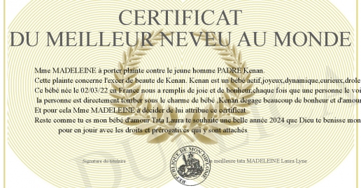 Certificat du meilleur neveu au monde