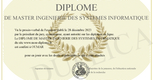 DIPLOME DE MASTER INGENIERIE DES SYSTEMES INFORMATIQUE