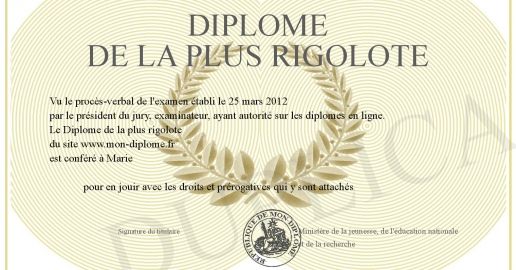 Diplome de la plus rigolote