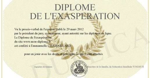Diplome de l exasperation