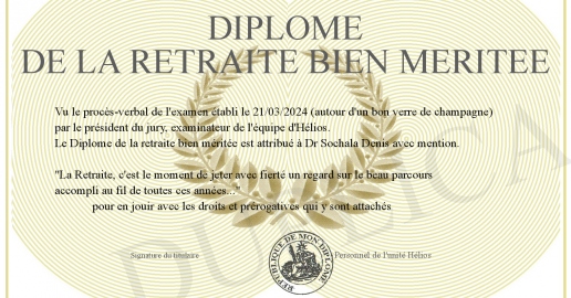 Diplome de la retraite bien meritee