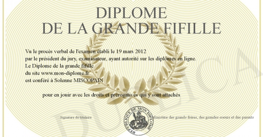 Diplome de la grande fifille