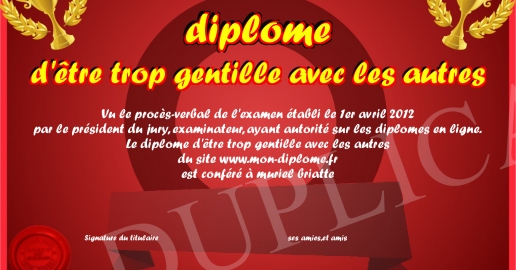 diplome d etre trop gentille avec les autres