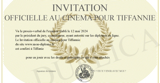 Invitation officielle au cinema pour Tiffannie