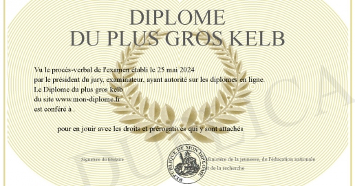 Diplome du plus gros kelb