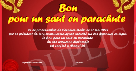 Bon pour un saut en parachute