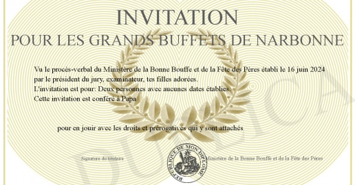 Invitation POUR LES GRANDS BUFFETS DE NARBONNE