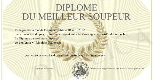 Diplome du meilleur soupeur
