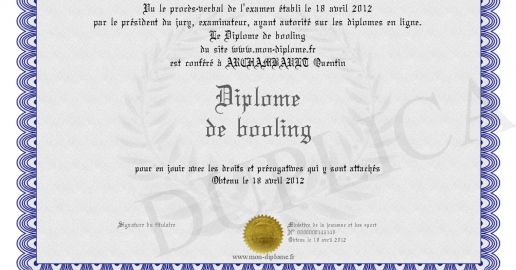 Diplome de booling