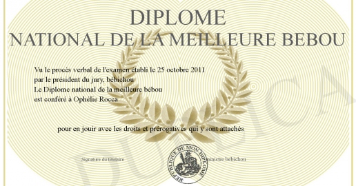 Diplome national de la meilleure bebou