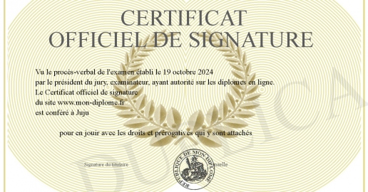 Certificat officiel de signature