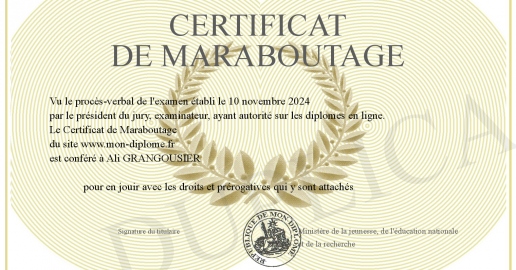 Certificat de Maraboutage