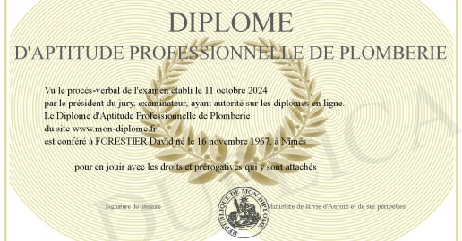 Diplome d Aptitude Professionnelle de Plomberie