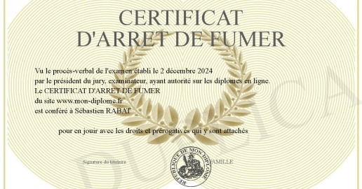 CERTIFICAT D ARRET DE FUMER