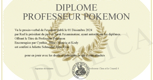 Diplome Professeur Pokemon