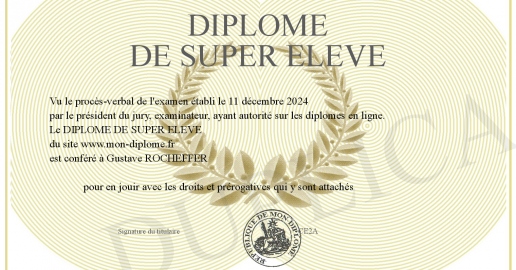 DIPLOME DE SUPER ELEVE