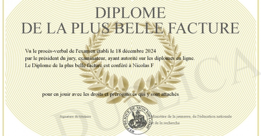 Diplome de la plus belle facture