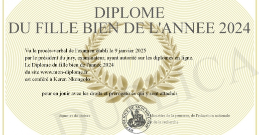Diplome du fille bien de l'annee 2024