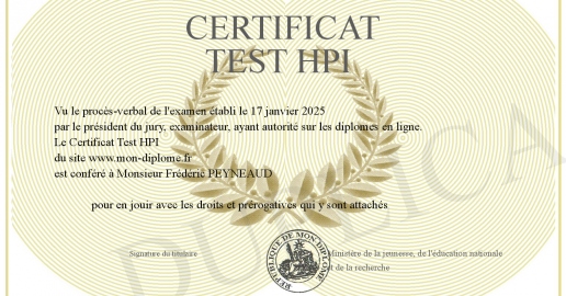 Certificat Test HPI