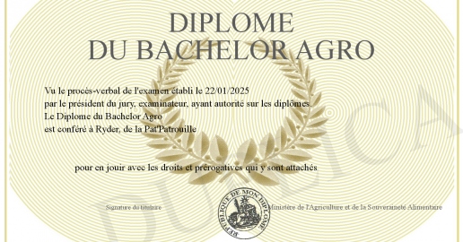 Diplome du Bachelor Agro