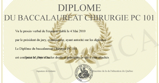 Diplome du baccalaureat Chirurgie PC 101