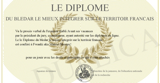 le Diplome du bledar le mieux integrer sur le territoir francais