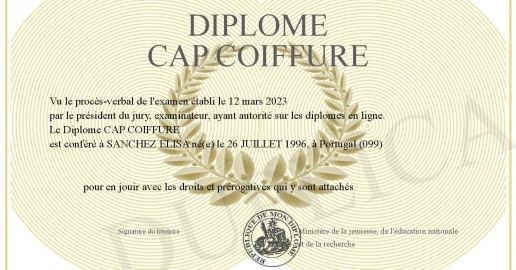 Diplome CAP COIFFURE
