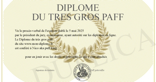 Diplome du tres gros paff