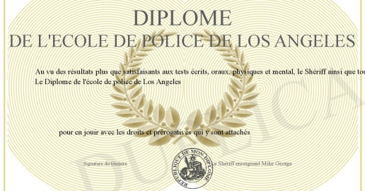 Diplome de l ecole de police de Los Angeles