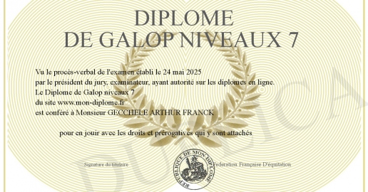 Diplome de Galop niveaux 7