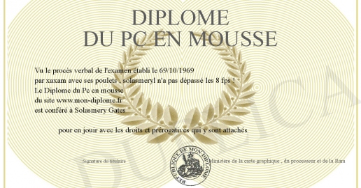 Diplome du Pc en mousse