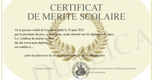 Certificat de merite scolaire