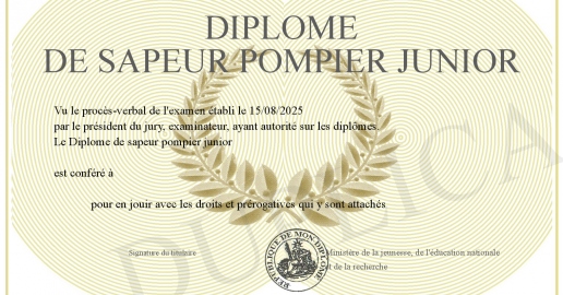 Diplome de sapeur pompier junior