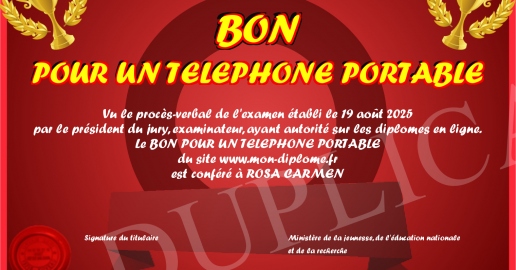 BON POUR UN TELEPHONE PORTABLE
