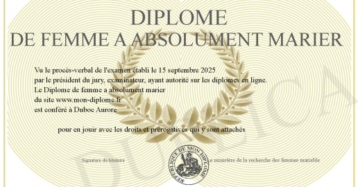 Diplome de femme a absolument marier