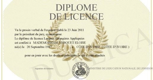 Diplome de LICENCE